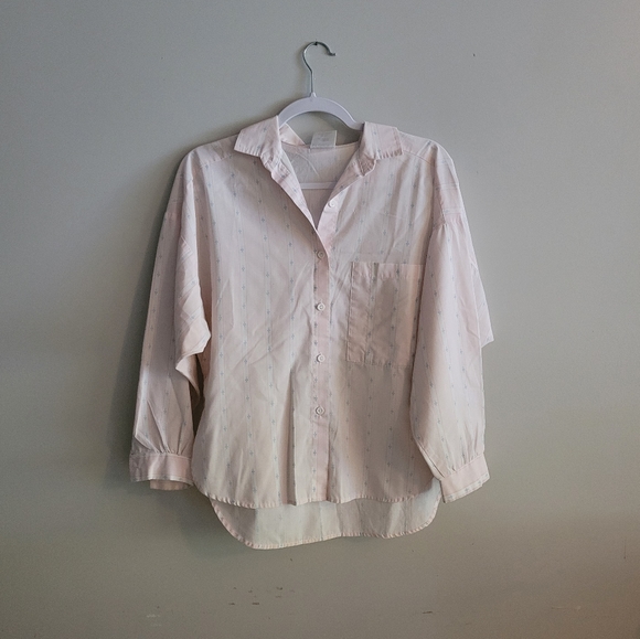 Vintage | Tops | Vintage Pastel Pink Button Up Long Sleeve Top | Poshmark